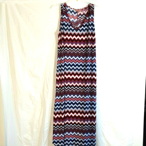 SJS | Dresses | Sjs Chevron Red White Blue Sleeveless Maxi Dress | Poshmark